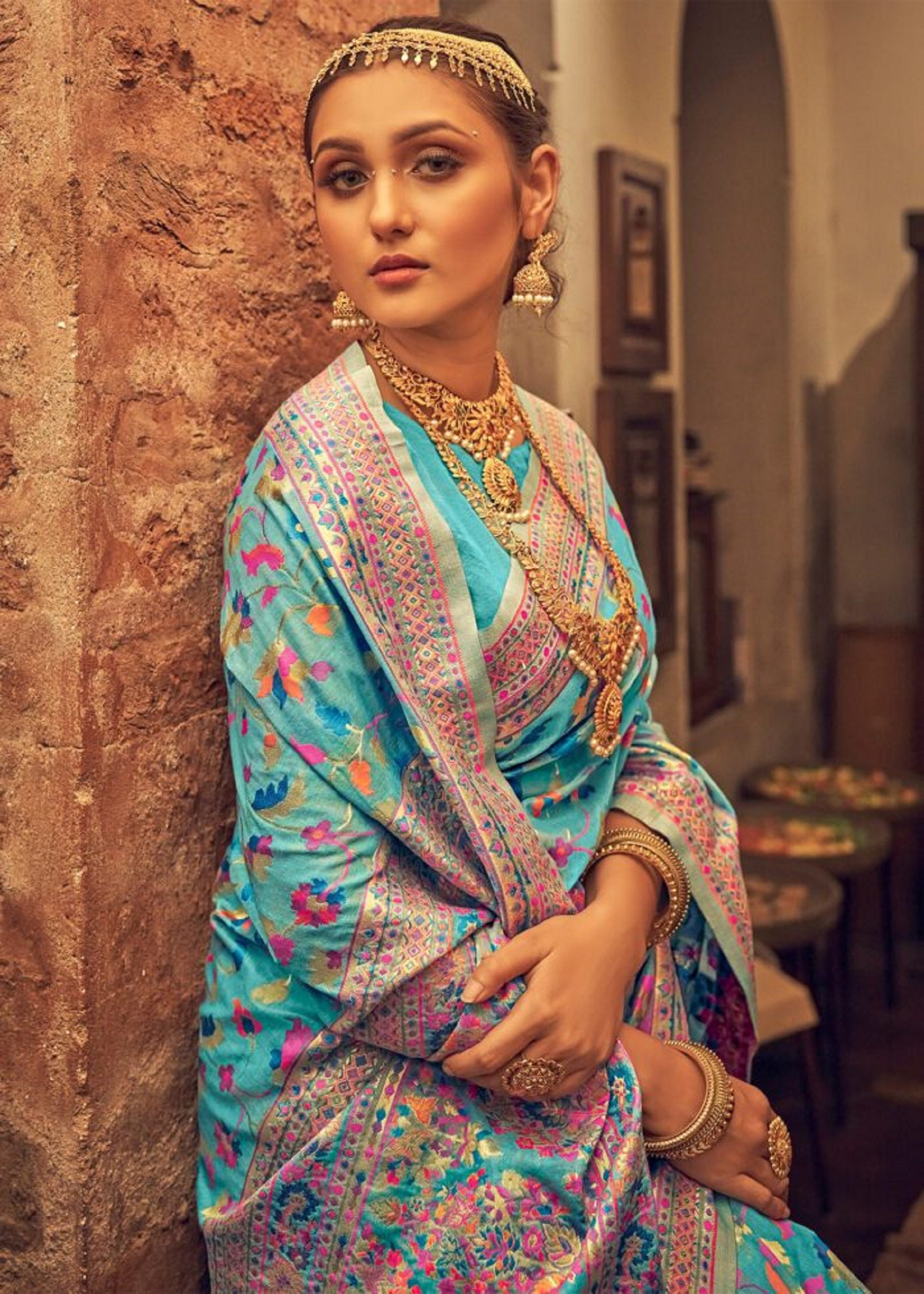Trending Heavy Work New Color Designer Kashmiri Silk Saree,bollywood ...