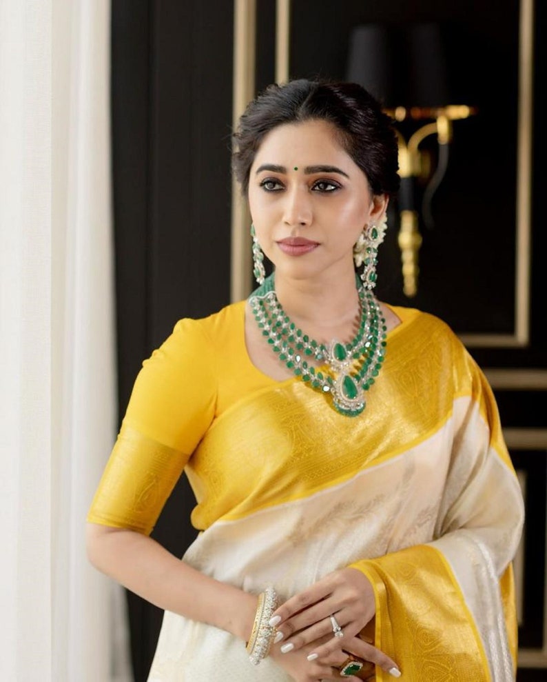 Yellow Party Wear Saree Wedding Wear Saree Stunning Look Saree Katan ...
