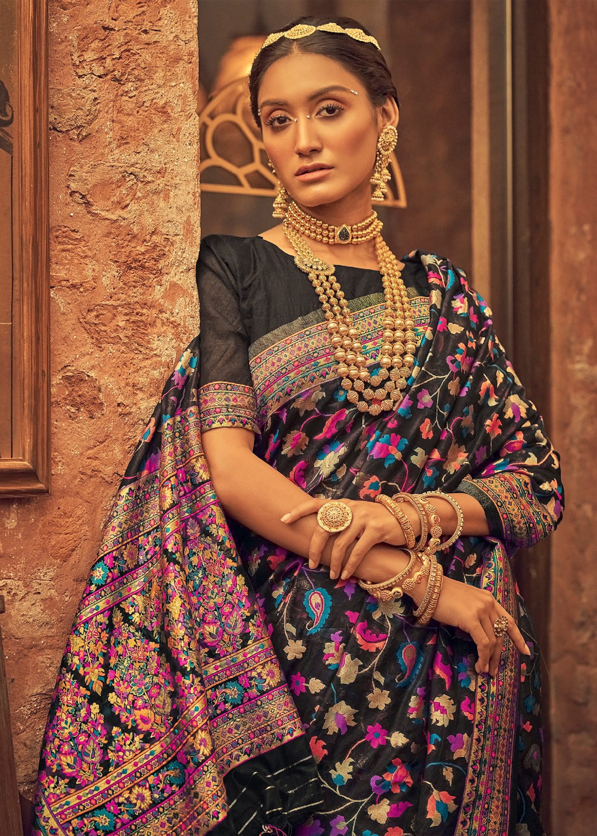 Trending Heavy Work New Color Designer Kashmiri Silk Saree,bollywood ...