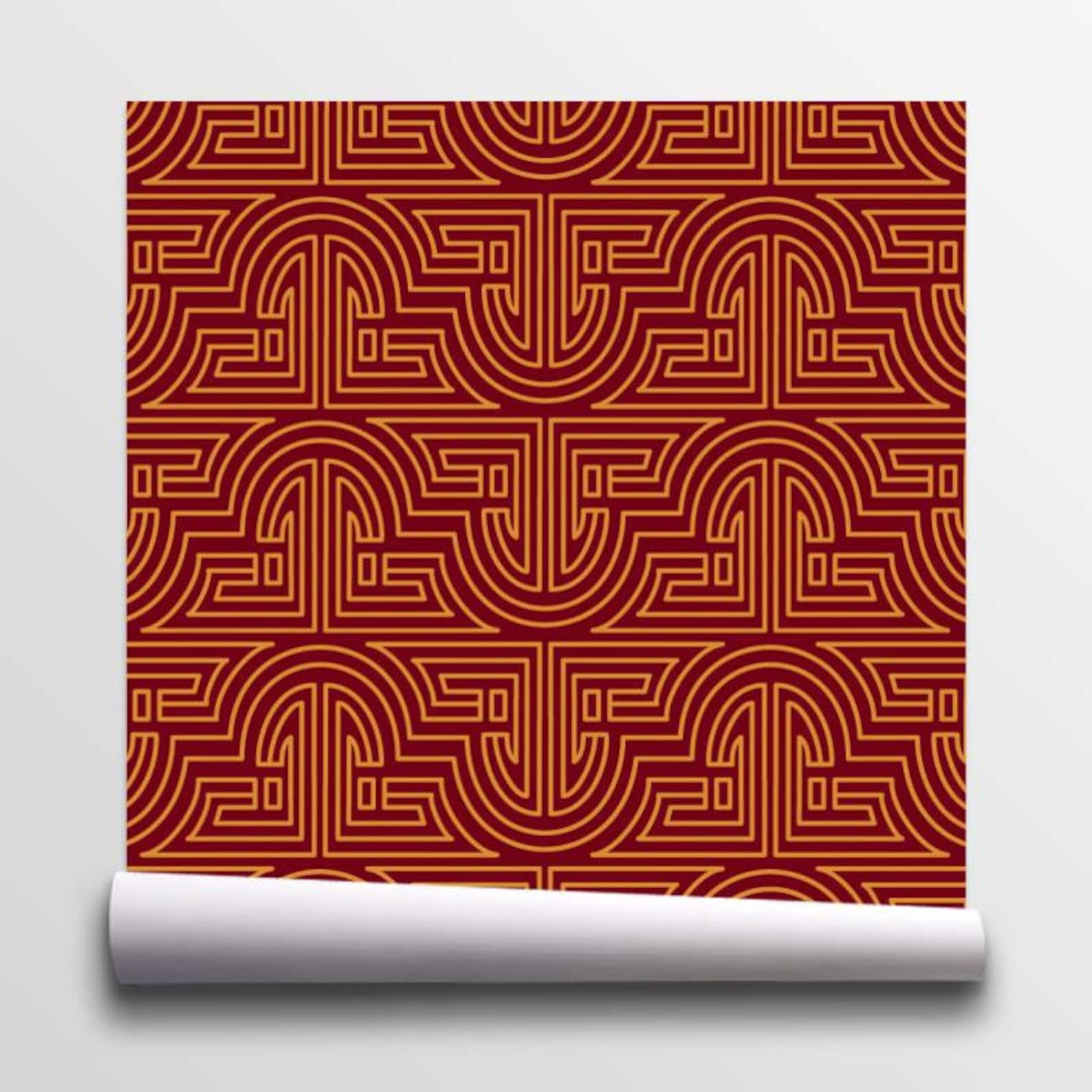 Vintage Wallpaper | Red, Eastern, Chinese | Oriental Print | Removable ...