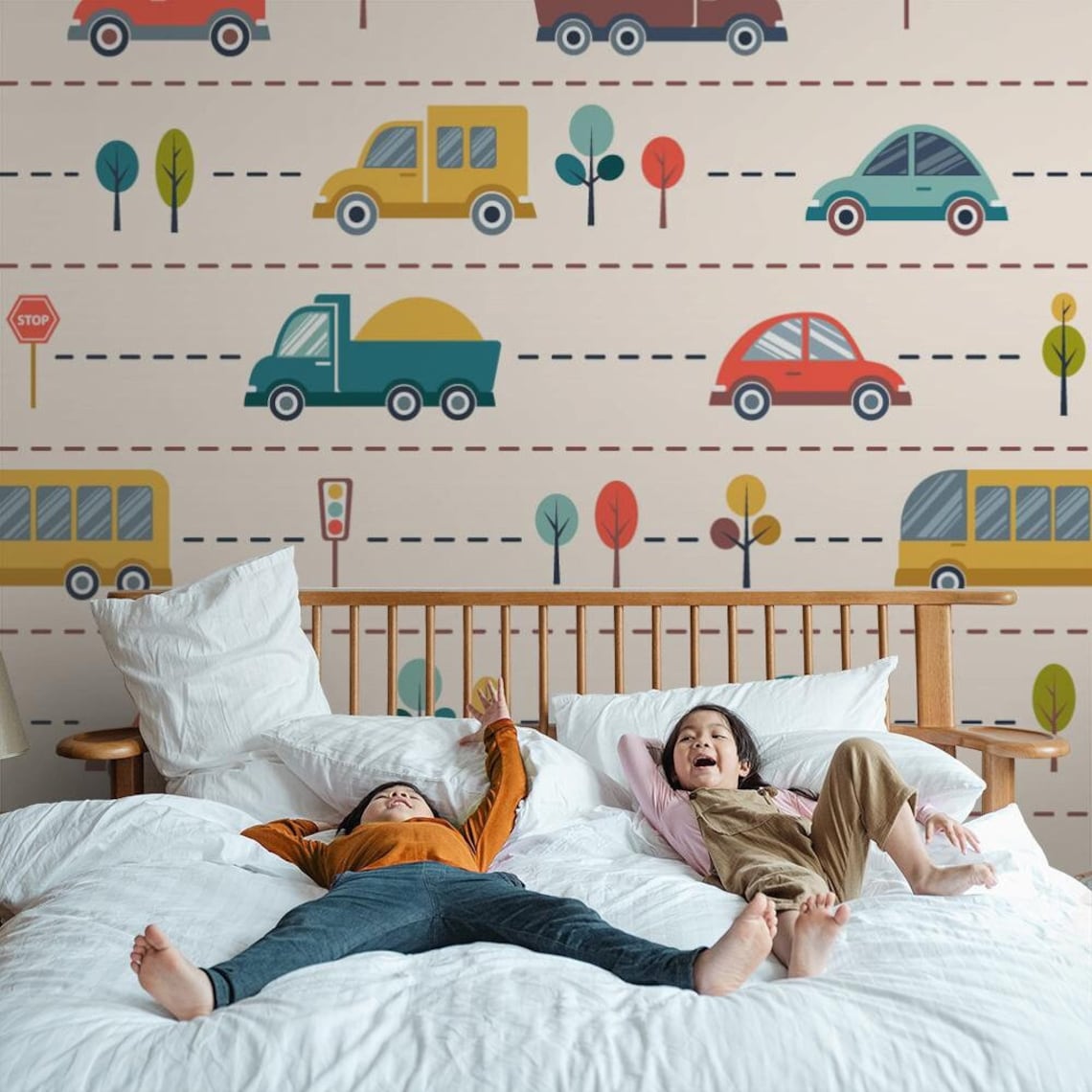 Kids Wallpaper | Colorful Cars, Boy's Room, | Car Print | Removable ...