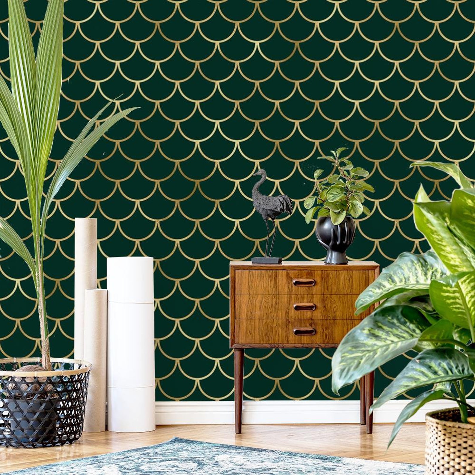 Delicate Fish Scale Wallpaper #913 | Removable Wallpaper, Temporary ...