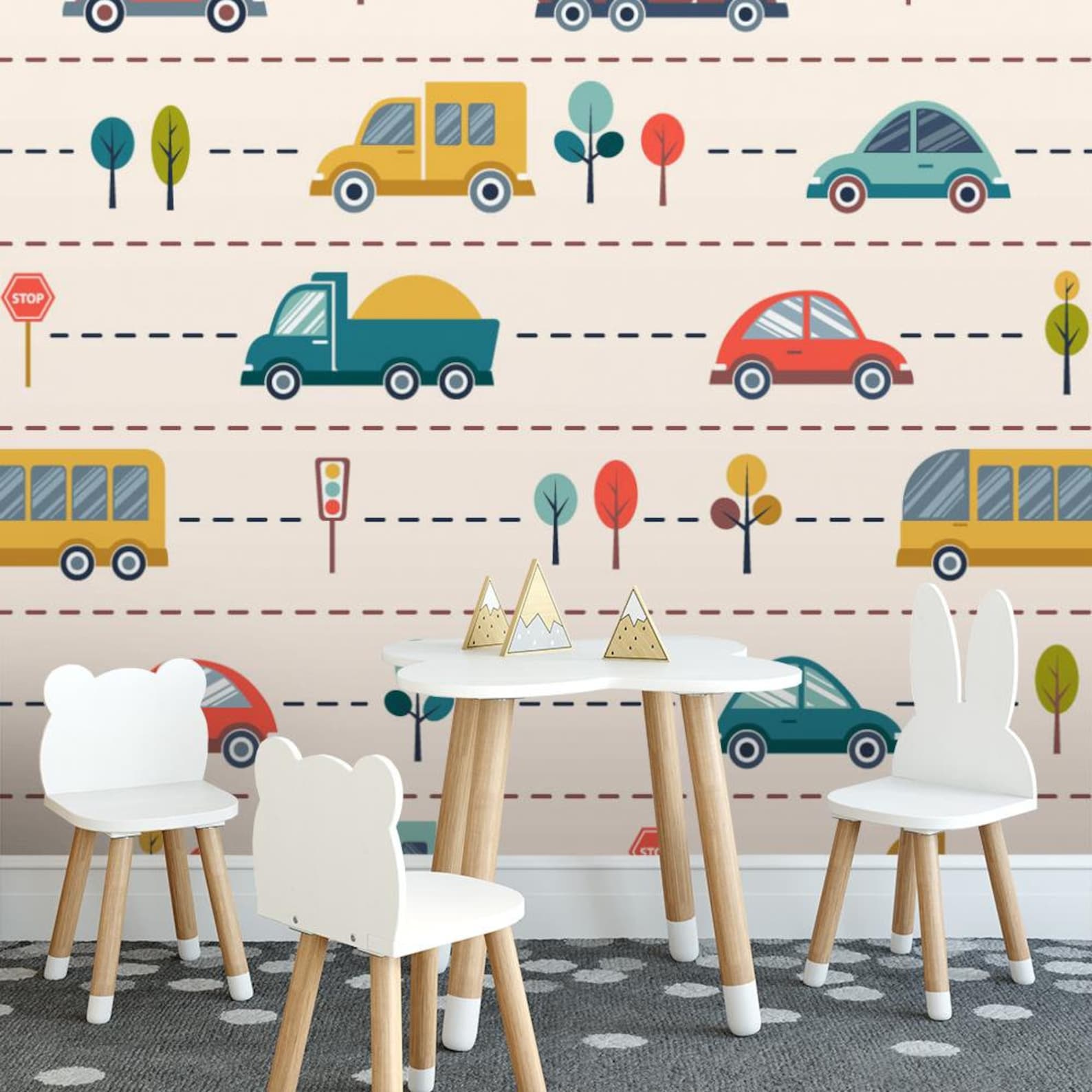 Kids Wallpaper | Colorful Cars, Boy's Room, | Car Print | Removable ...