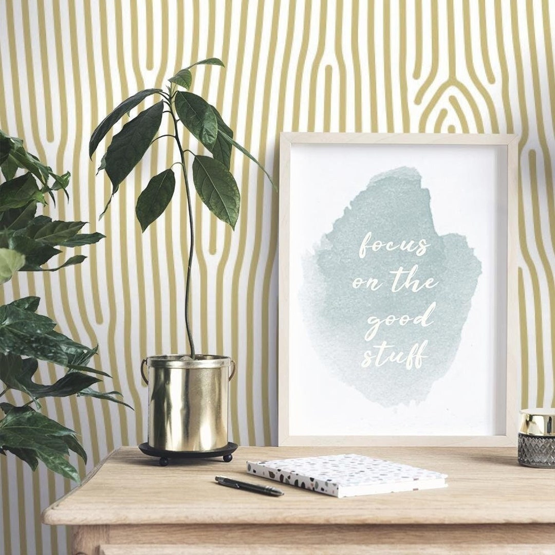 Abstract Wallpaper | Beige, Curved Lines, Boho | Striped Print ...