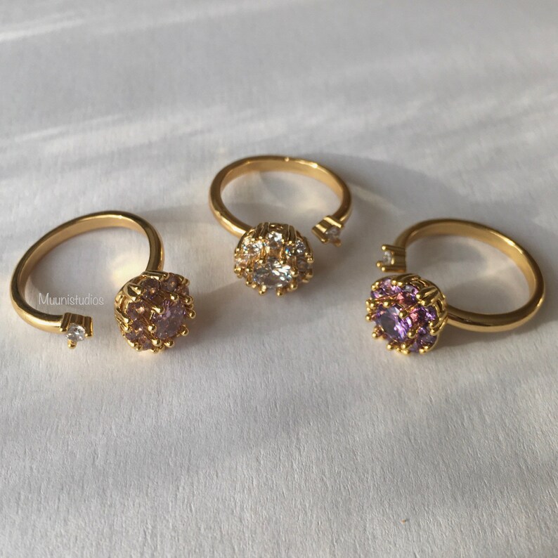 Diamond Anxiety Ring Crystal Centre Rotating Spinner Ring - Etsy