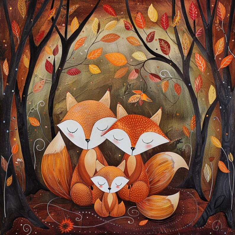 Autumn Fox Family Clip Art Digital Downloads Printable Clip Art Paper ...