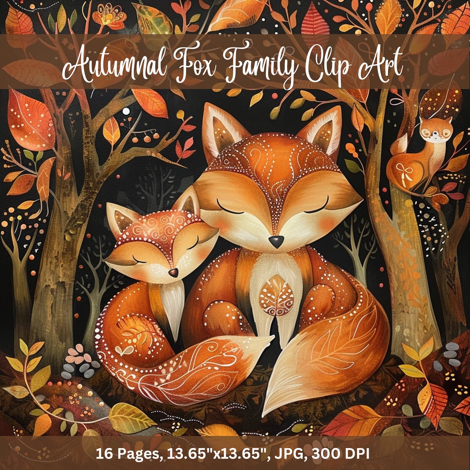 Autumn Fox Family Clip Art Digital Downloads Printable Clip Art Paper ...