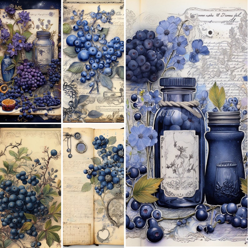 Blueberry Junk Journal Pages Printables Digital Downloads Journals ...