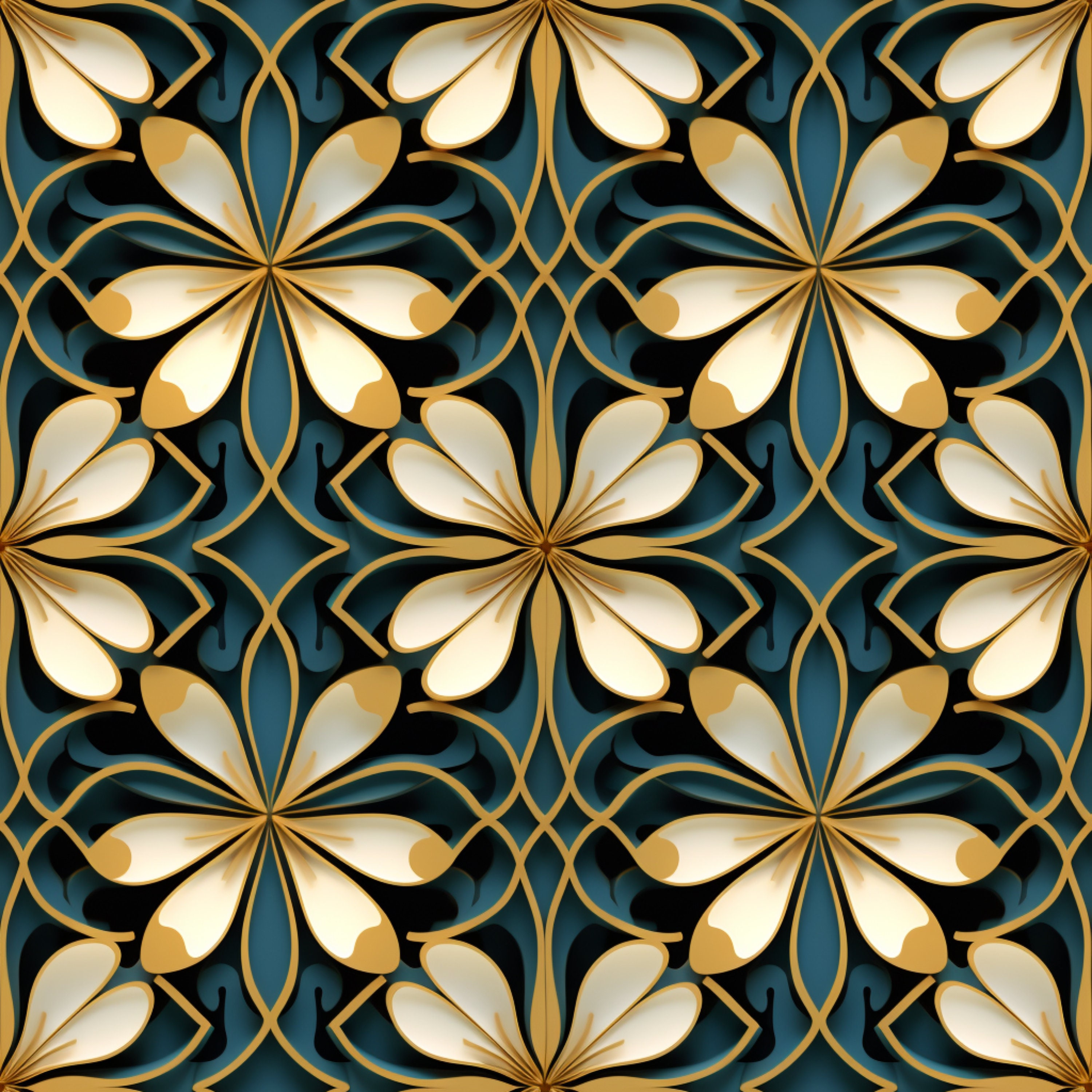Gold Meshes, Seamless Patterns, Symmetrical, Printable, Digital ...