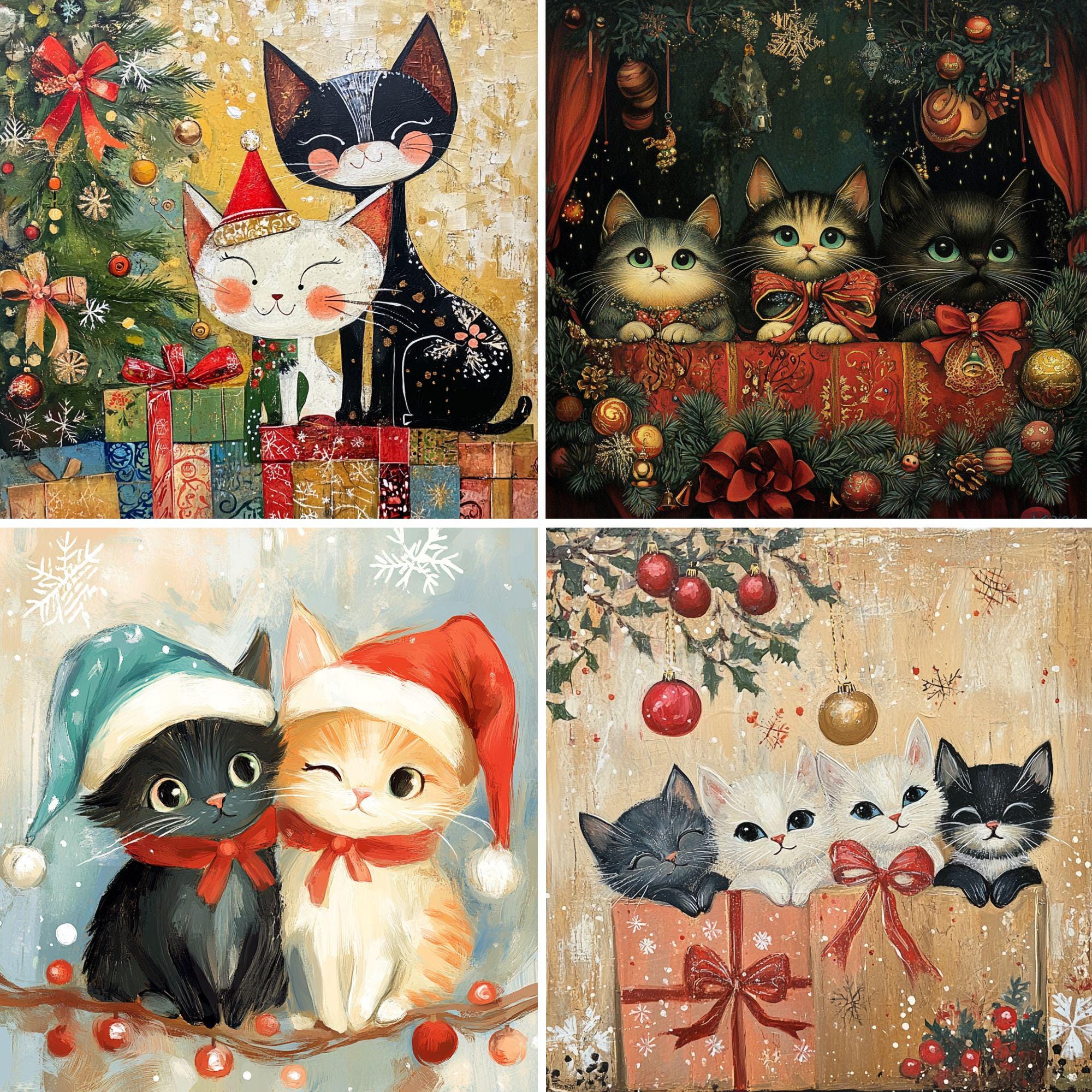 Christmas Kittens Digital Paper: Holiday Scrapbook Printables (digital ...
