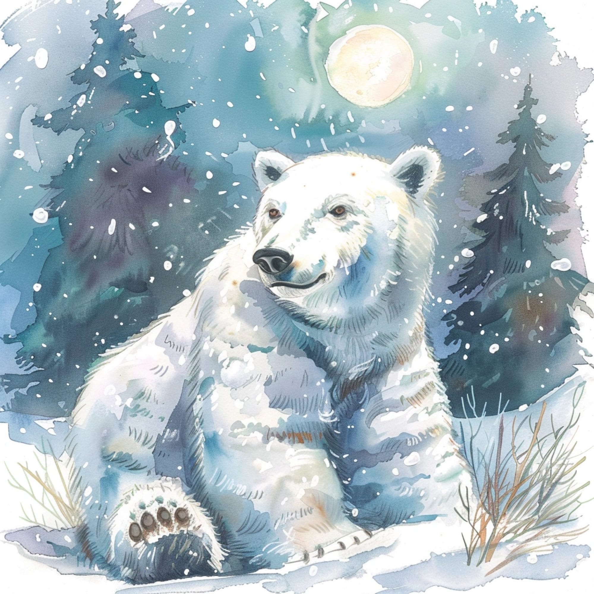 Polar Bear Clip Art, Printables, Digital Downloads, Snow, Polar Bear ...