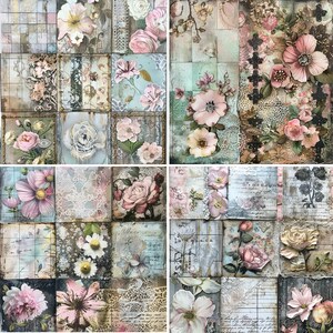 Flowers and Lace Junk Journal Pages Printable Clip Art Digital ...