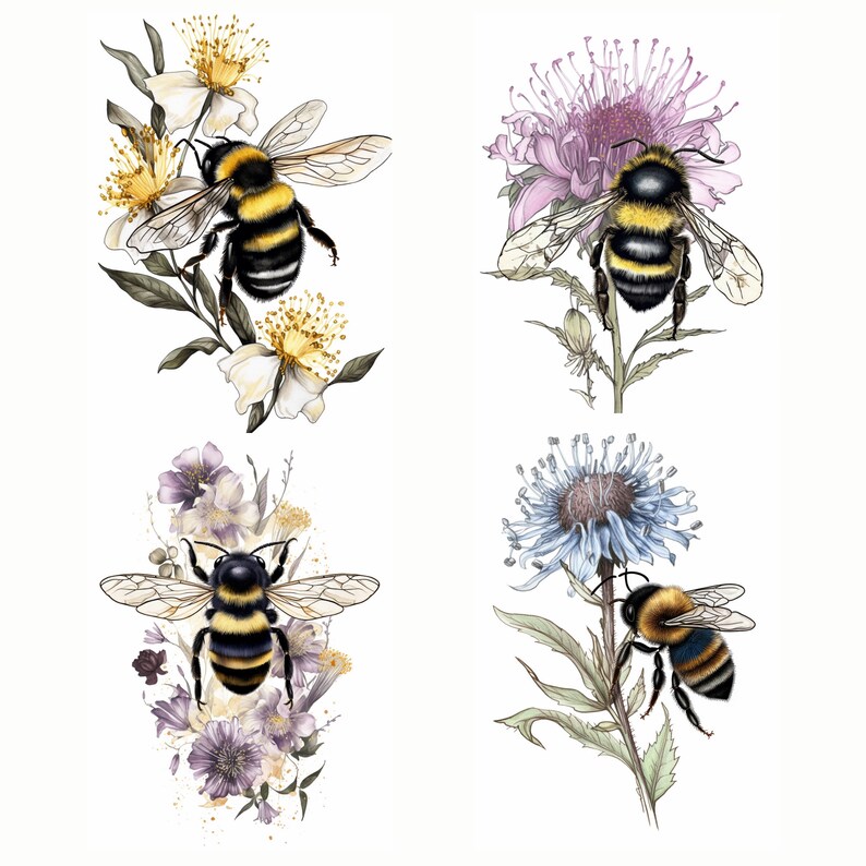 Bumblebee Backgrounds (v3) Bumble Bee and Flowers Insects Nature Craft ...