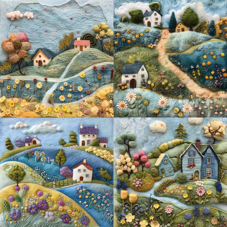 Felted Spring Farmhouse Backgrounds, Printable, Digital Download, Clip ...