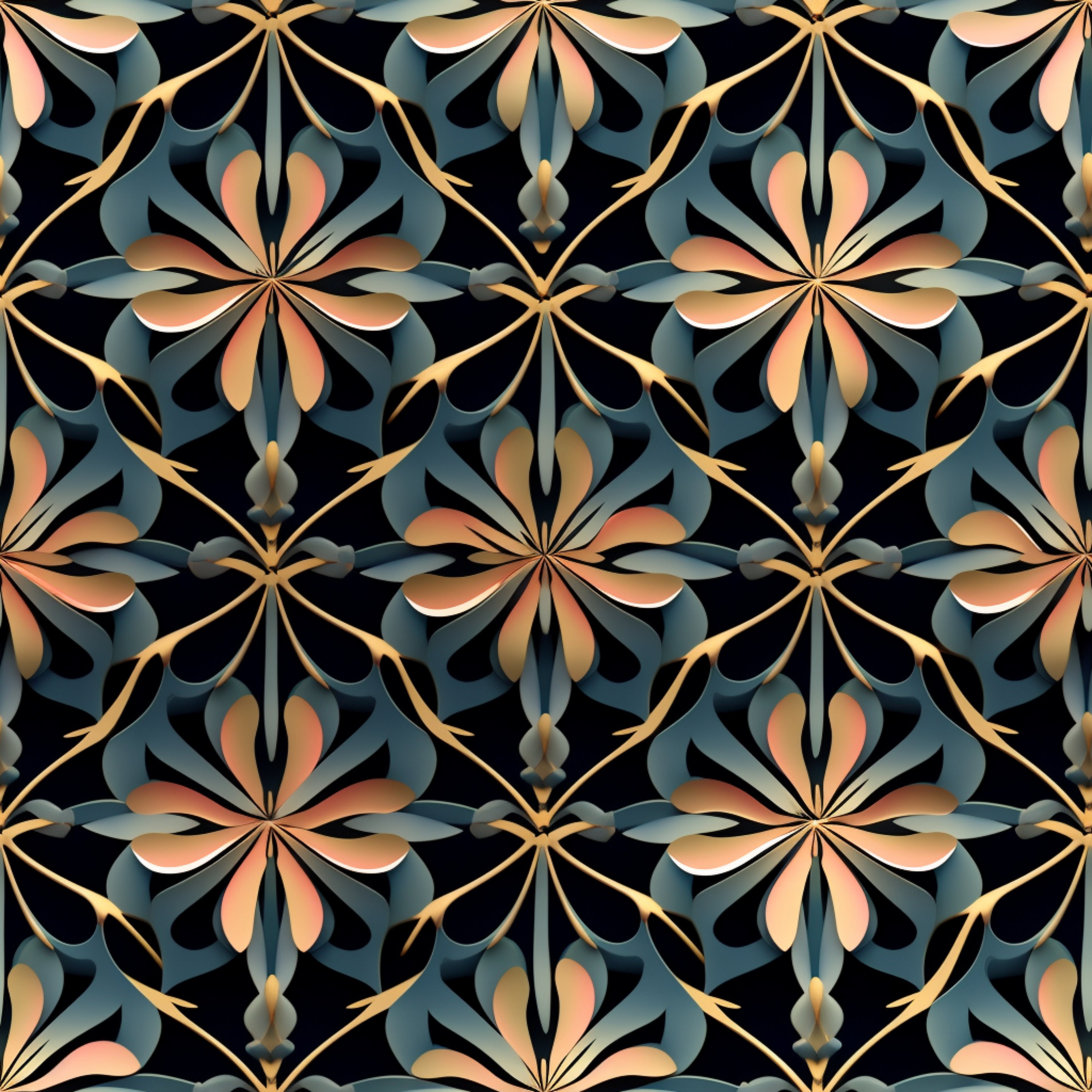 Gold Meshes, Seamless Patterns, Symmetrical, Printable, Digital ...