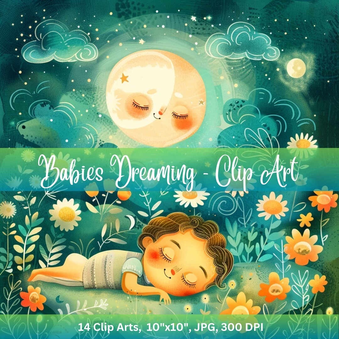 Babies Dreaming Clip Art Printable Images Digital Downloads Craft ...