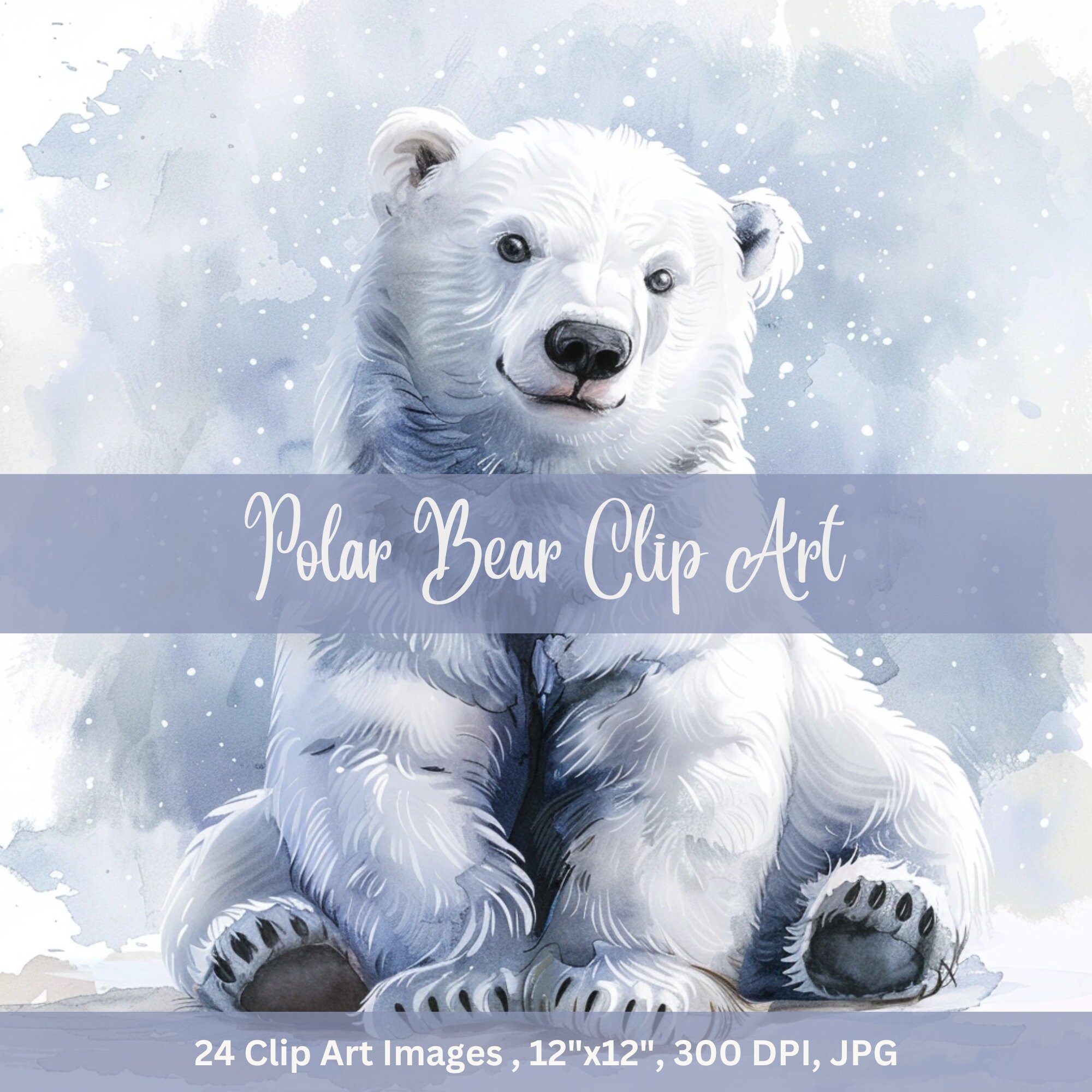 Polar Bear Clip Art, Printables, Digital Downloads, Snow, Polar Bear ...