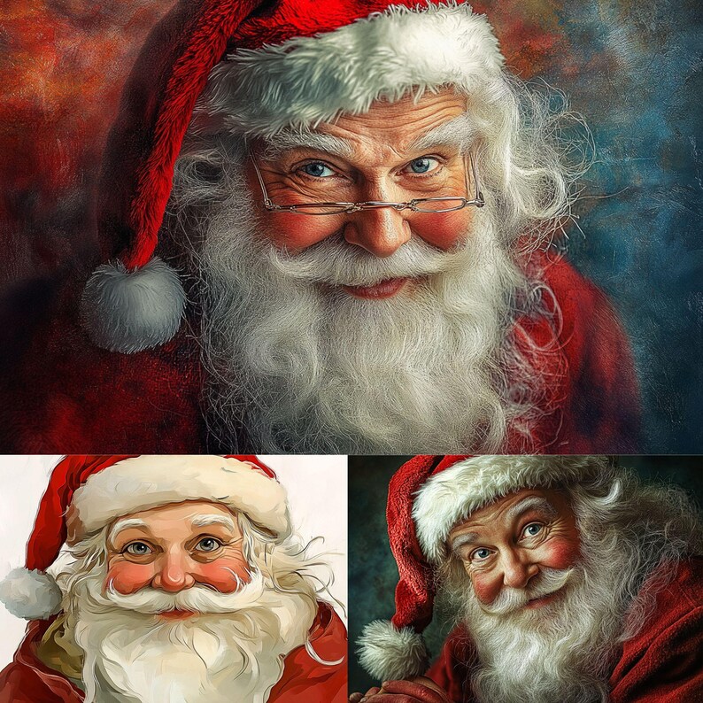 Santa Claus Portrait Clip Art: Christmas Digital Paper (digital ...