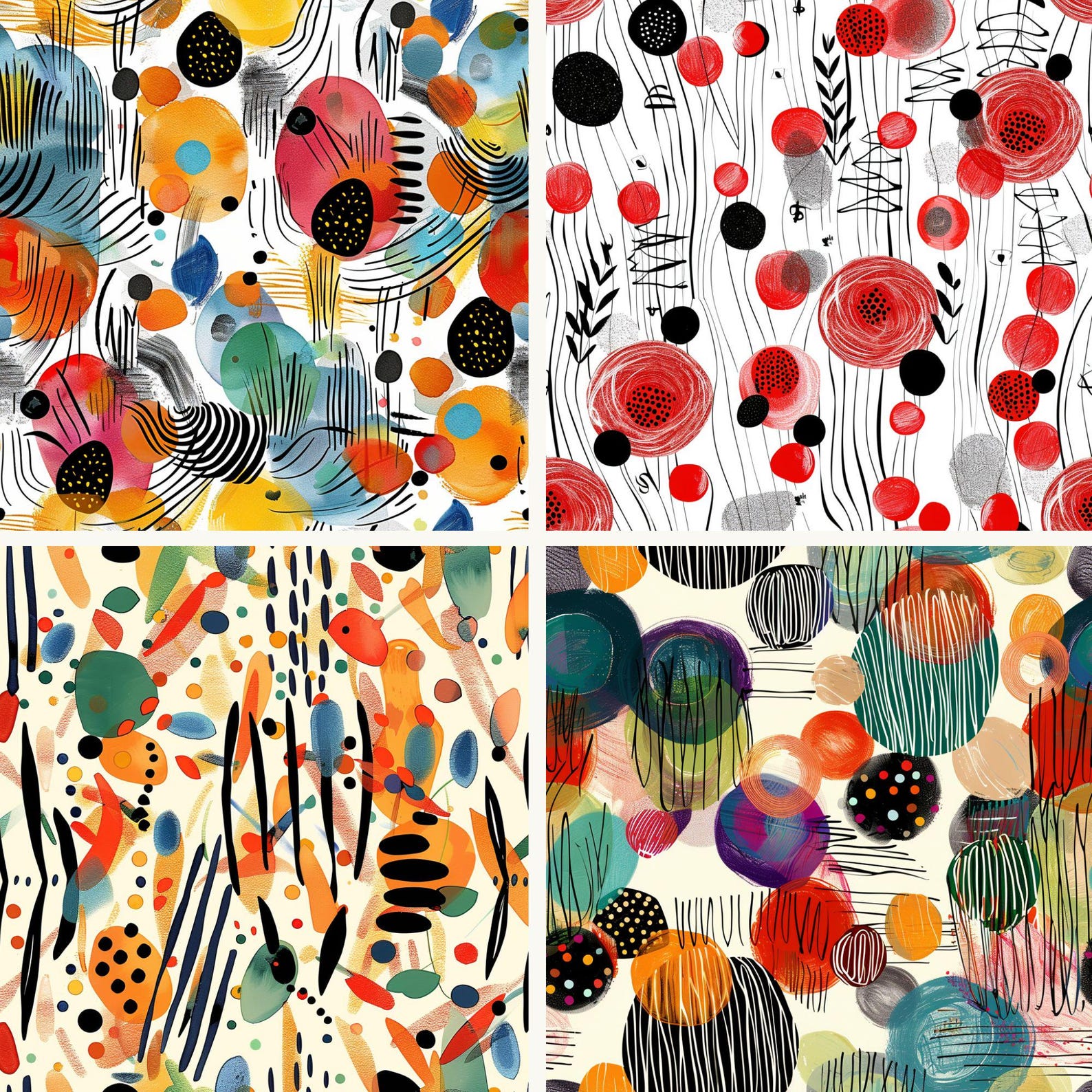 Doodles and Dashes Seamless Patterns Digital Downloads Clip Art Paper ...