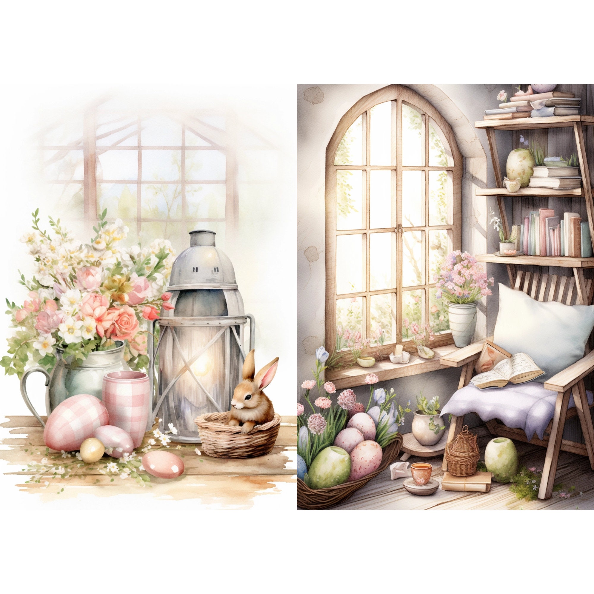 Easter Scenery Background Papers, Clip Art, Digital Downloads ...