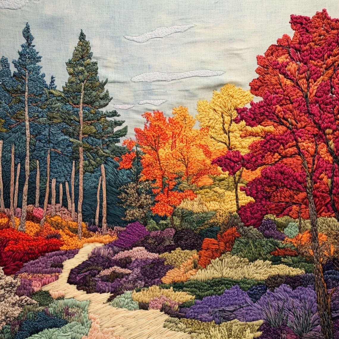 Embroidered Landscape Background Papers Digital Downloads Digital ...