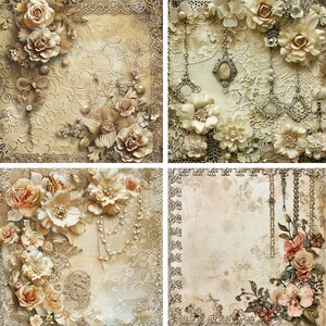 Vintage Lace, Flowers and Jewels Journal Pages 2 , Printable, Digital ...