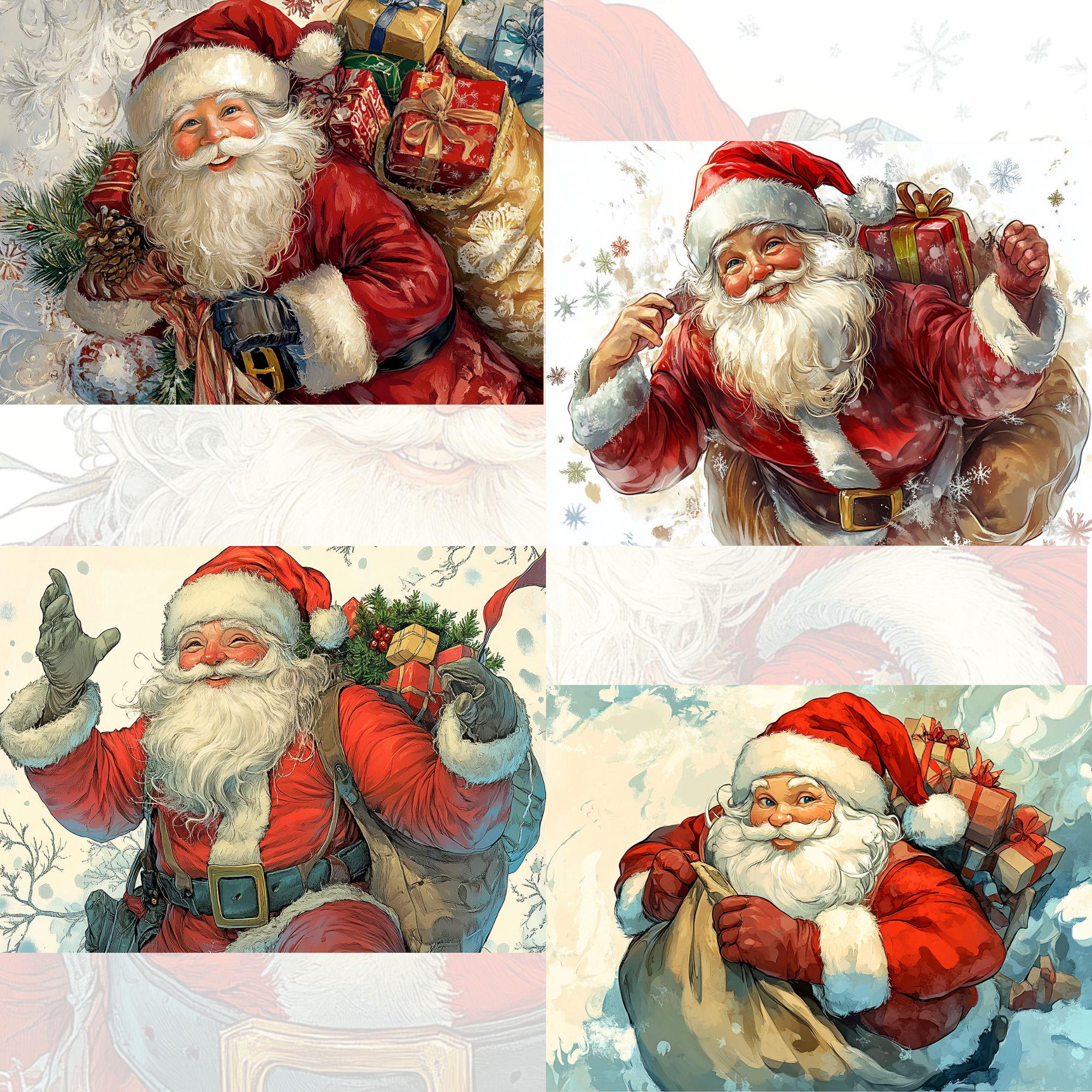 Santa Claus Clip Art: Christmas Card Making, Collage (digital Download ...