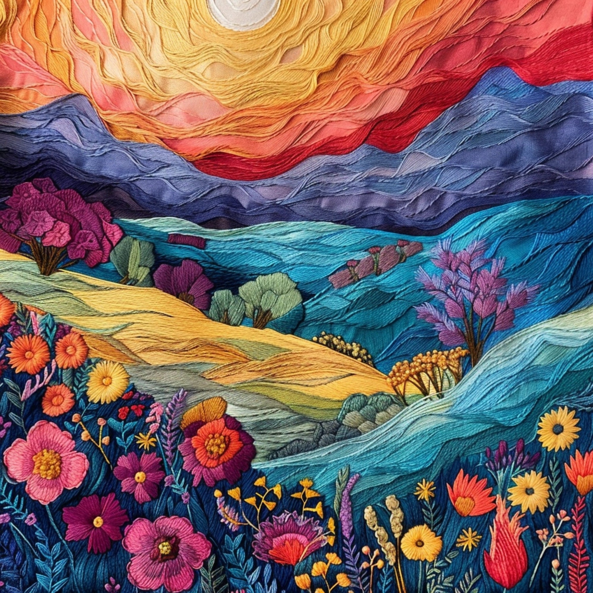 Embroidered Landscape Background Papers: Scenic Art (digital Download ...