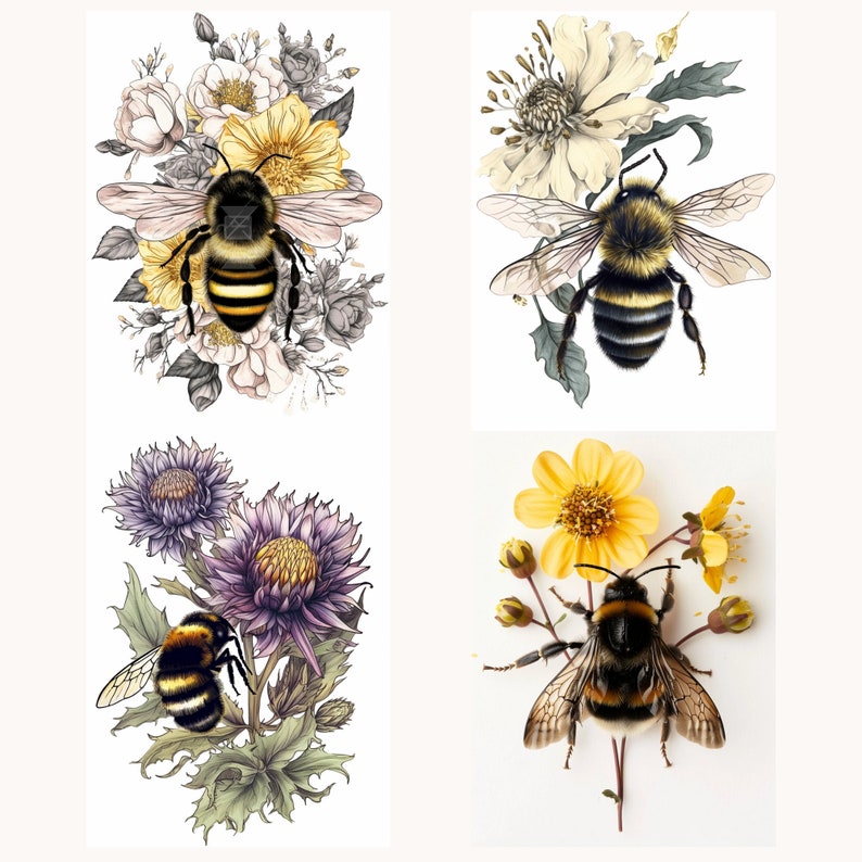 Bumblebee Backgrounds (v3) Bumble Bee and Flowers Insects Nature Craft ...