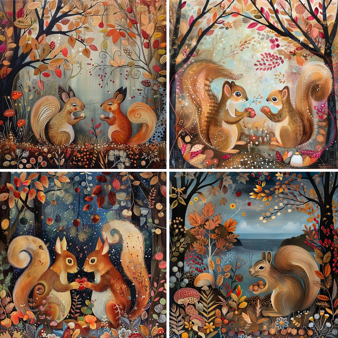 Autumnal Squirrel Couple Clip Art: Fall Digital Paper (digital Download ...