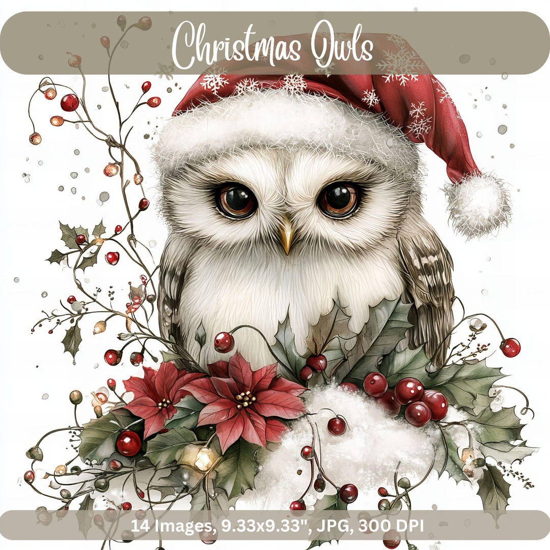 Christmas Owlets Digital Download Printable Images Baby Owls Christmas ...