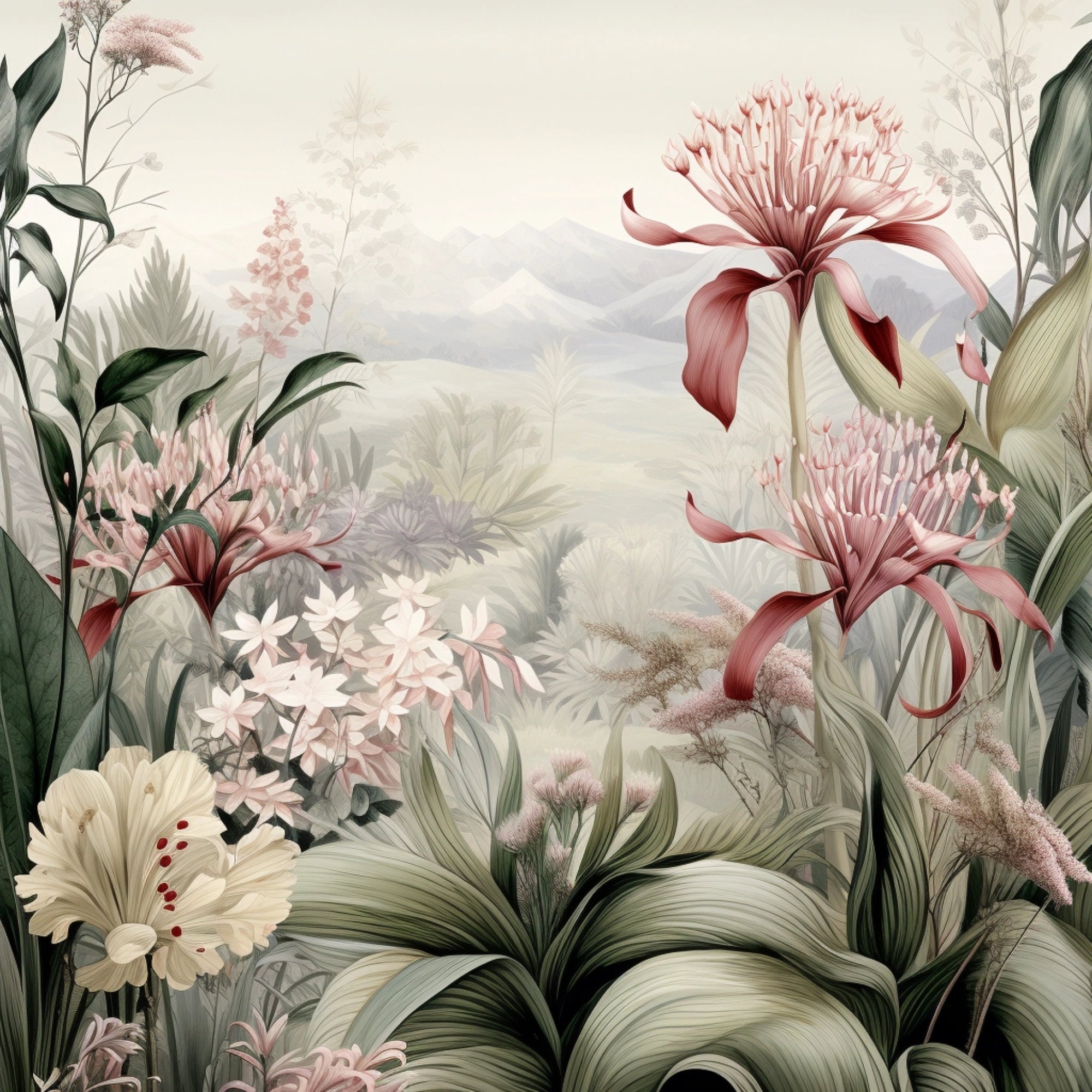 Exotic Flowers Background Textures: Botanical Paper Crafts (digital ...