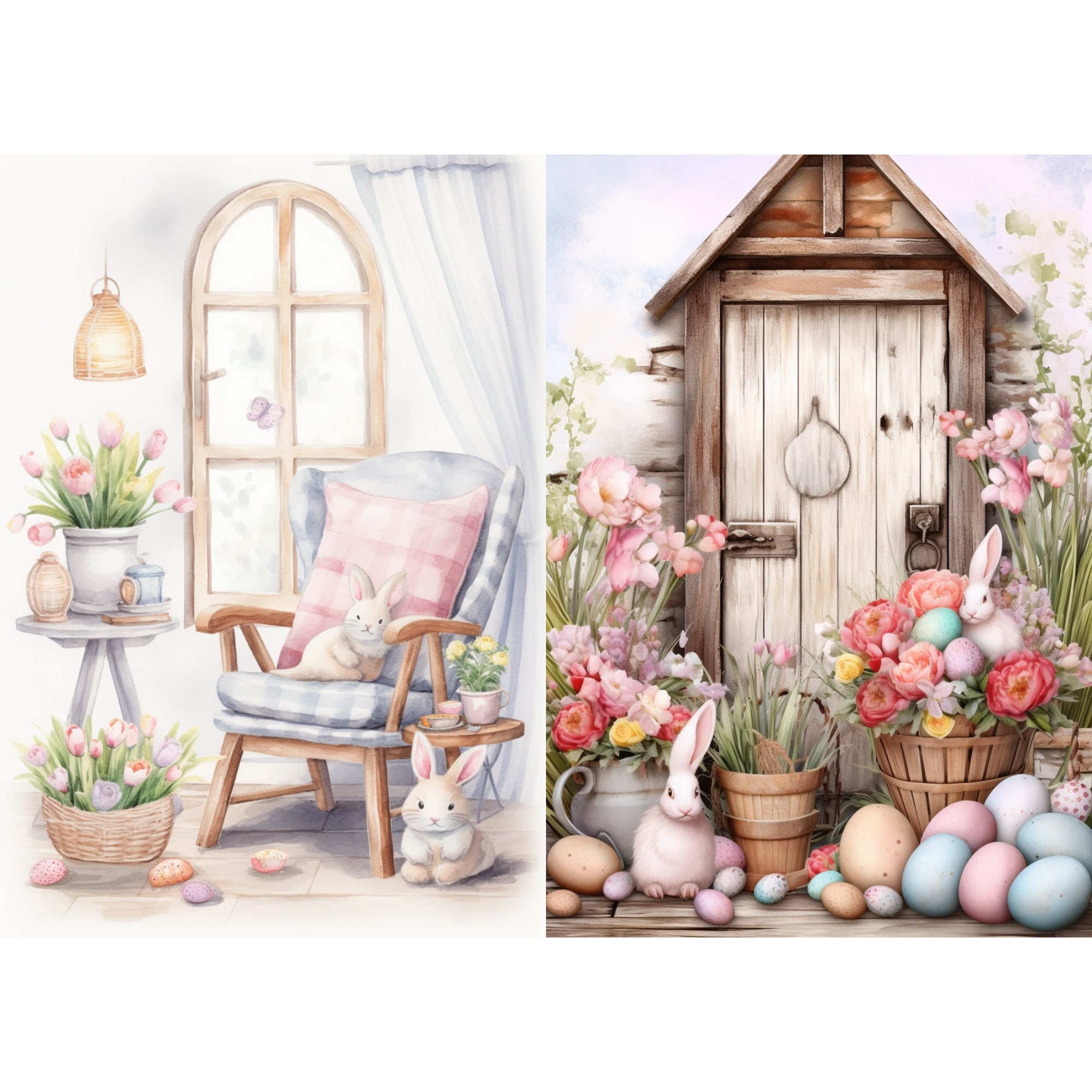 Easter Scenery Background Papers, Clip Art, Digital Downloads ...