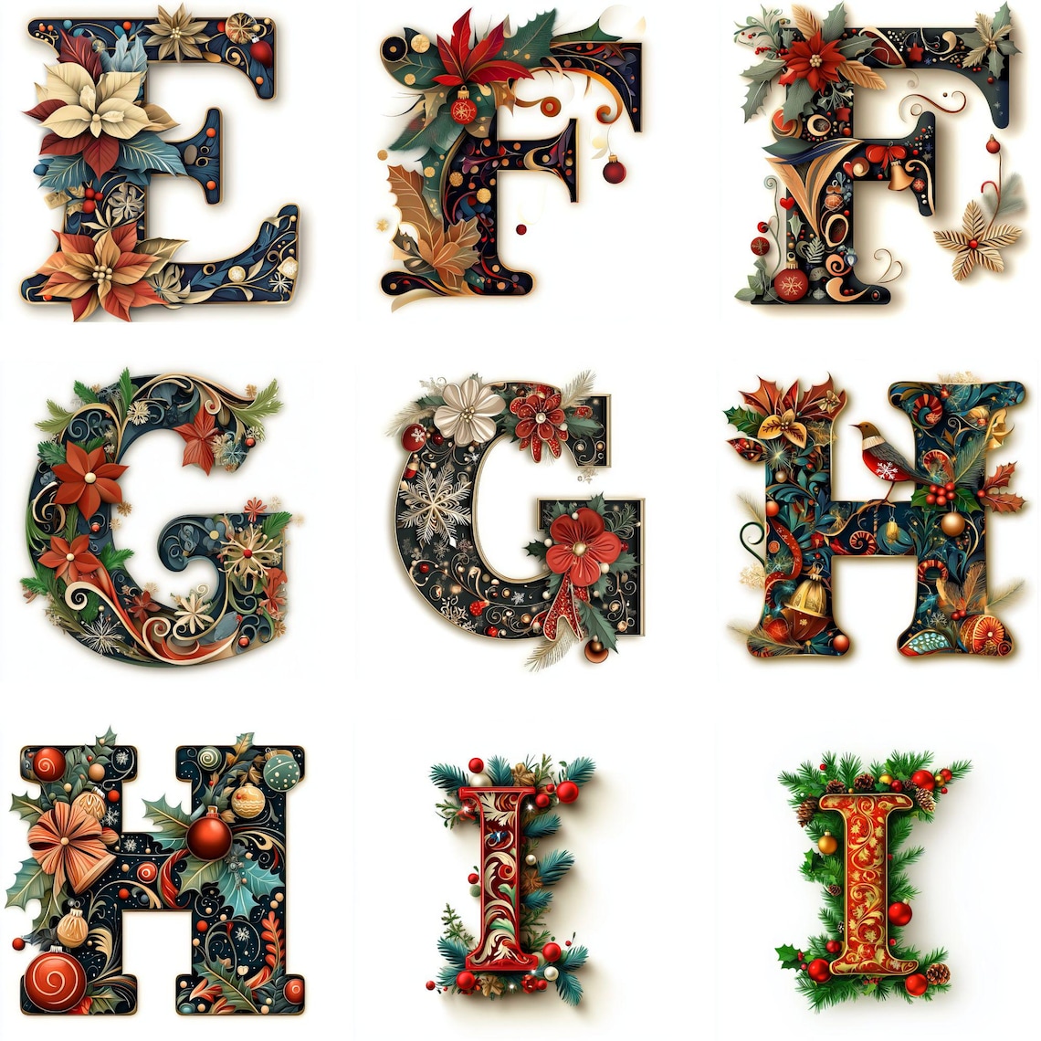 Christmas Alphabet Letters: Printable Digital Art for Crafts (digital ...