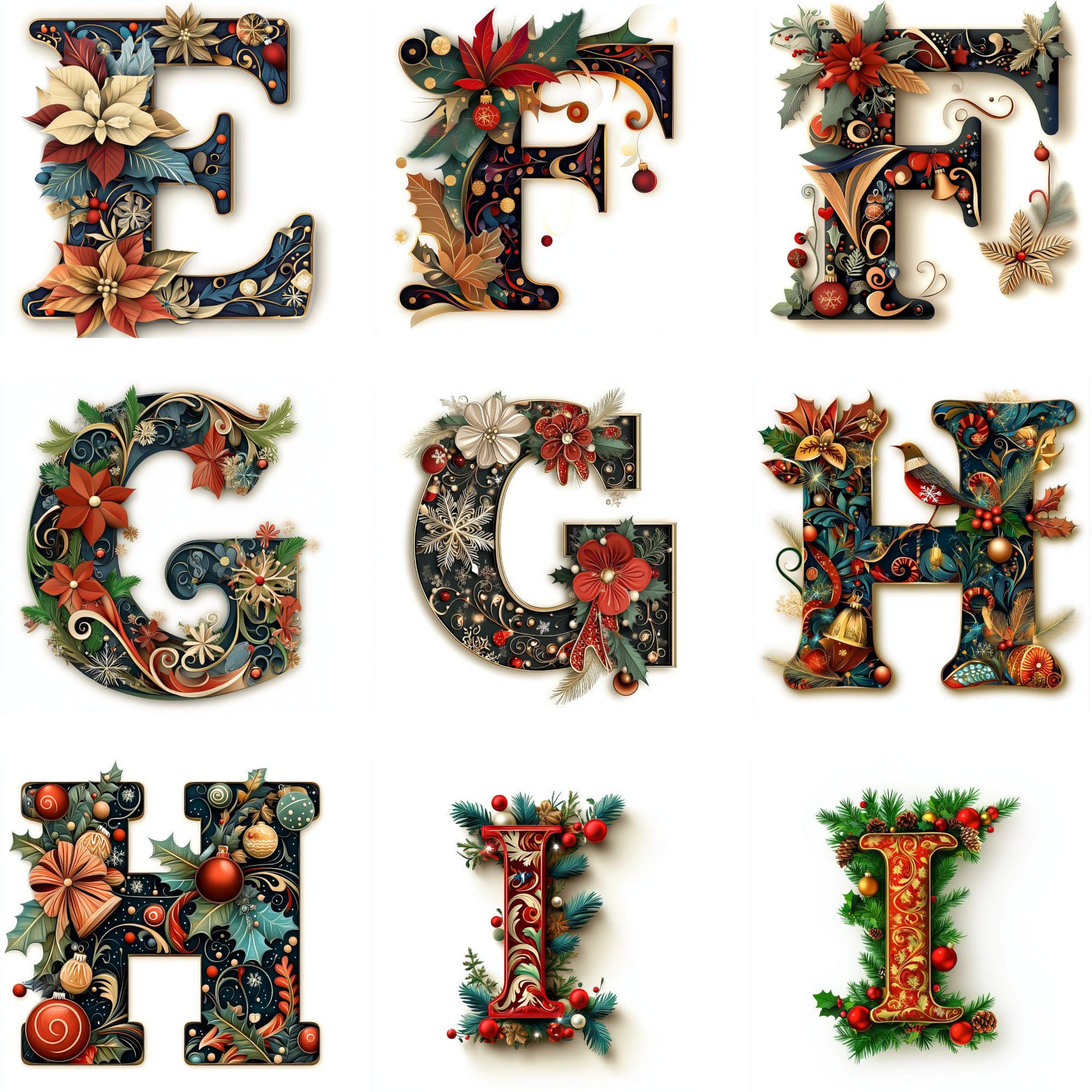 Christmas Alphabet Letters: Printable Digital Art for Crafts (digital ...