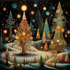Quirky Christmas Tree Backgrounds: Printable Digital Art (digital ...