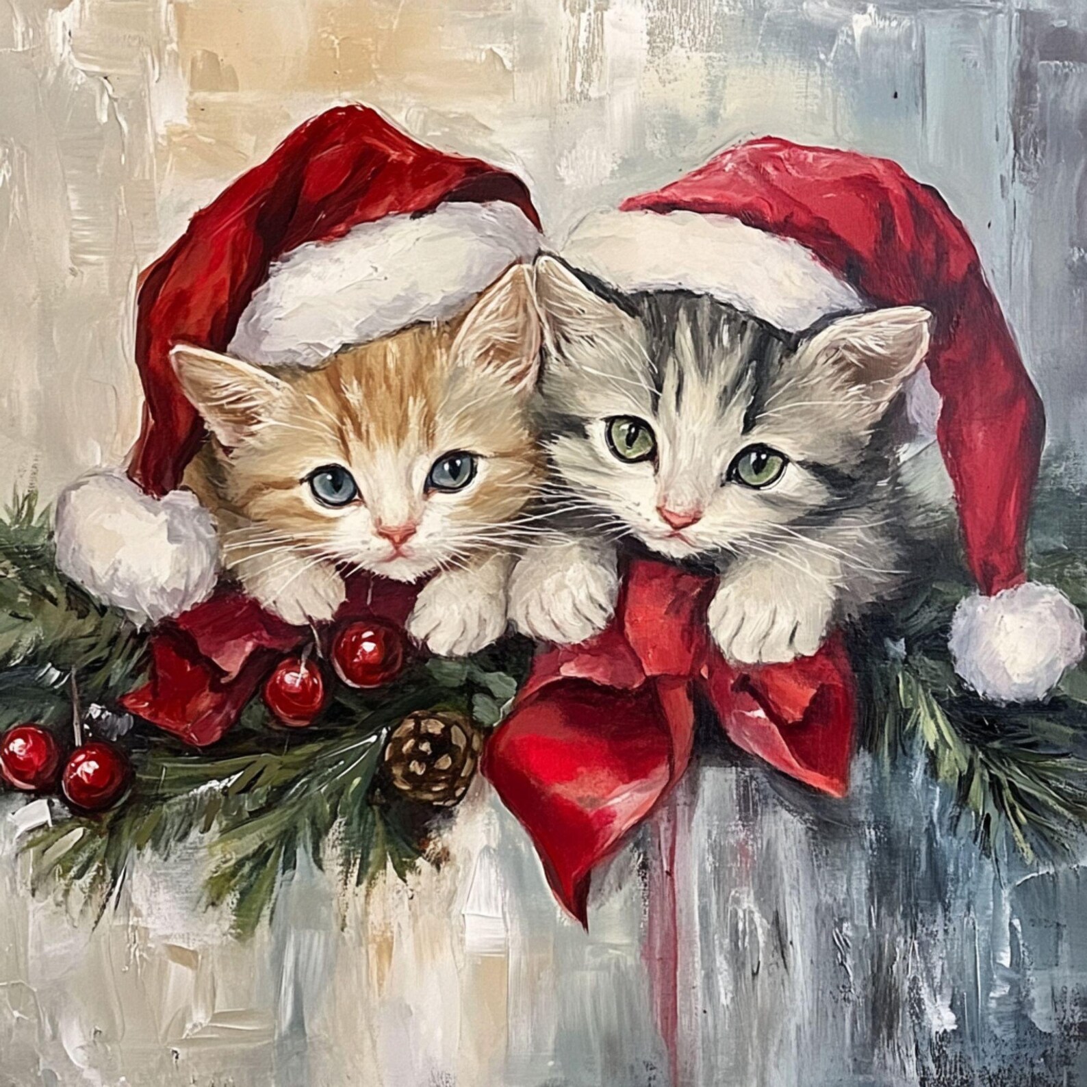 Christmas Kittens Digital Paper: Holiday Scrapbook Printables (digital ...