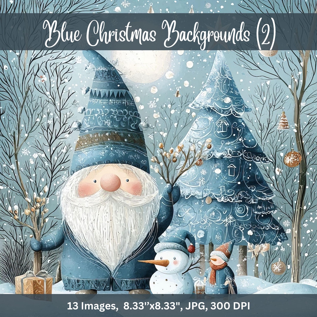Blue Christmas Background Papers: Digital Printables (digital Download ...