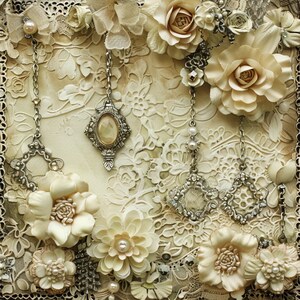 Vintage Lace, Flowers and Jewels Journal Pages 2 , Printable, Digital ...