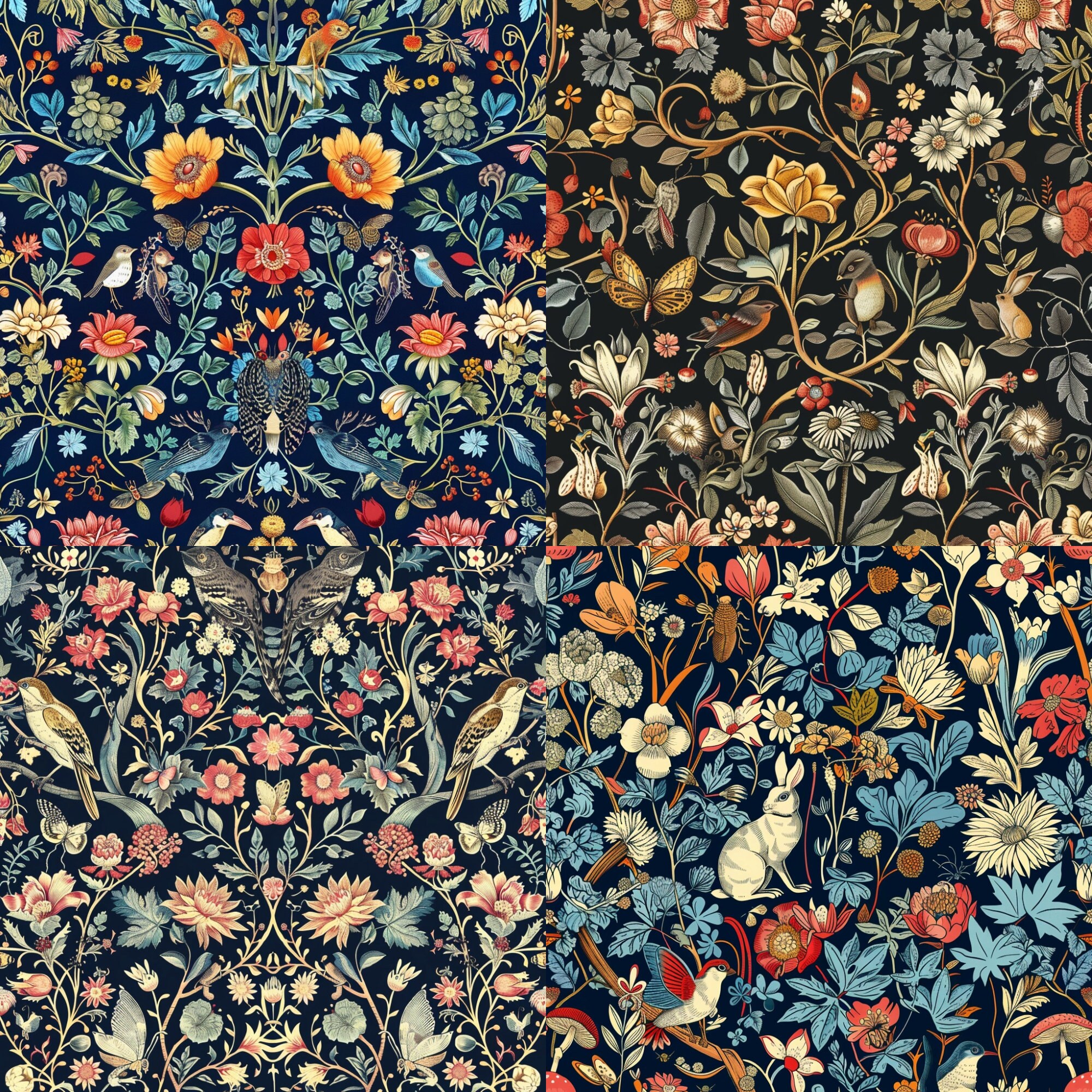 William Morris Inspired Floral Seamless Patterns (digital Download) - Etsy