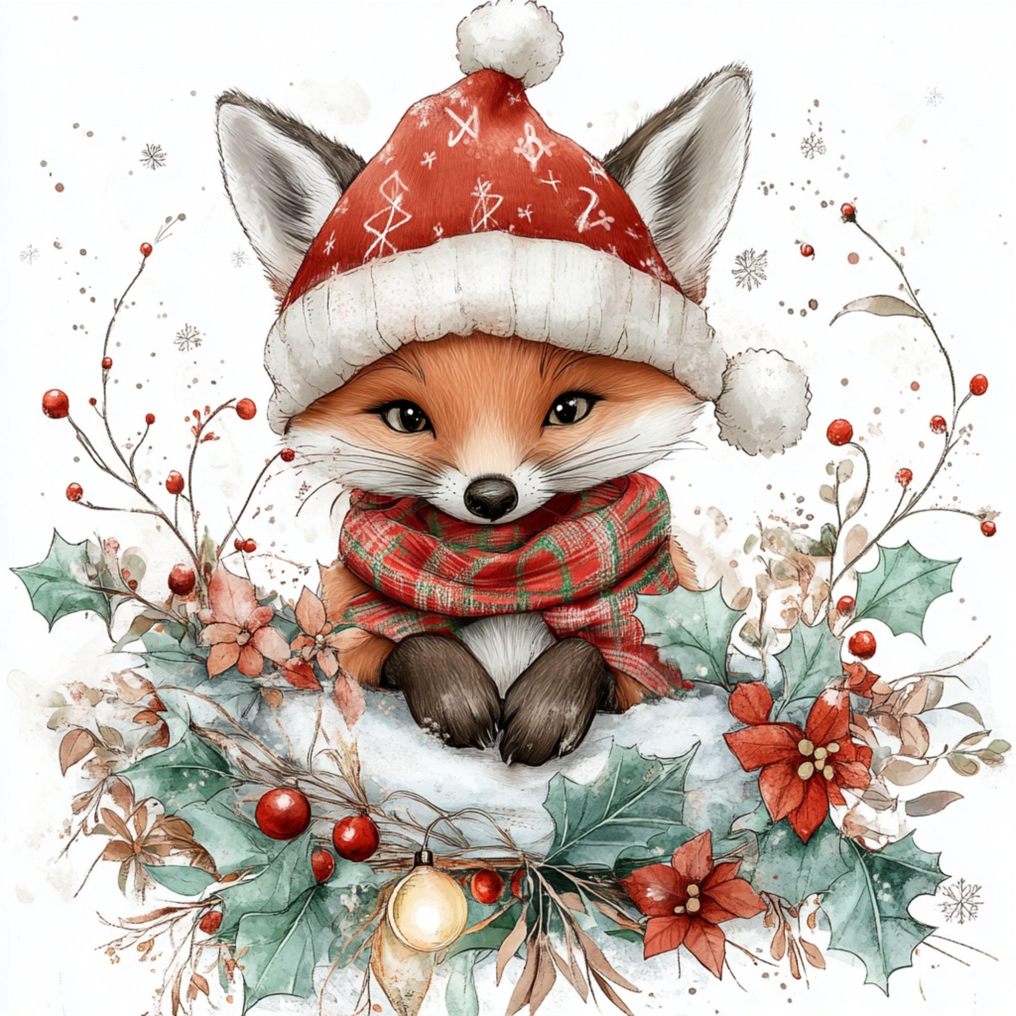 Christmas Baby Fox Images: Printable Art, Card Making (digital Download ...