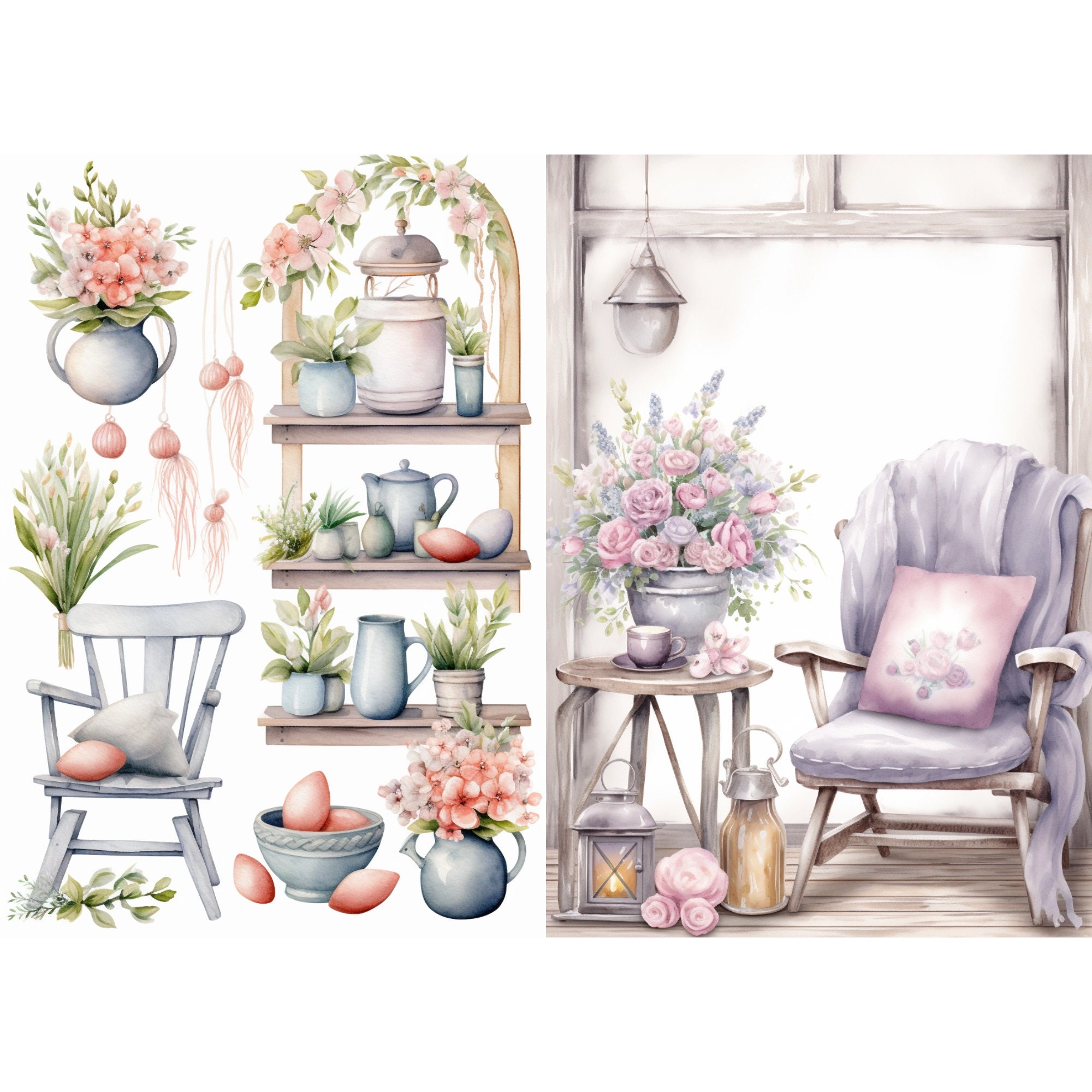 Easter Scenery Background Papers, Clip Art, Digital Downloads ...