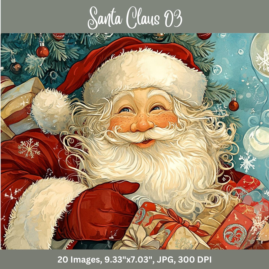 Santa Claus Father Christmas Clip Art Digital Downloads Printable Art Card Making Collage ...