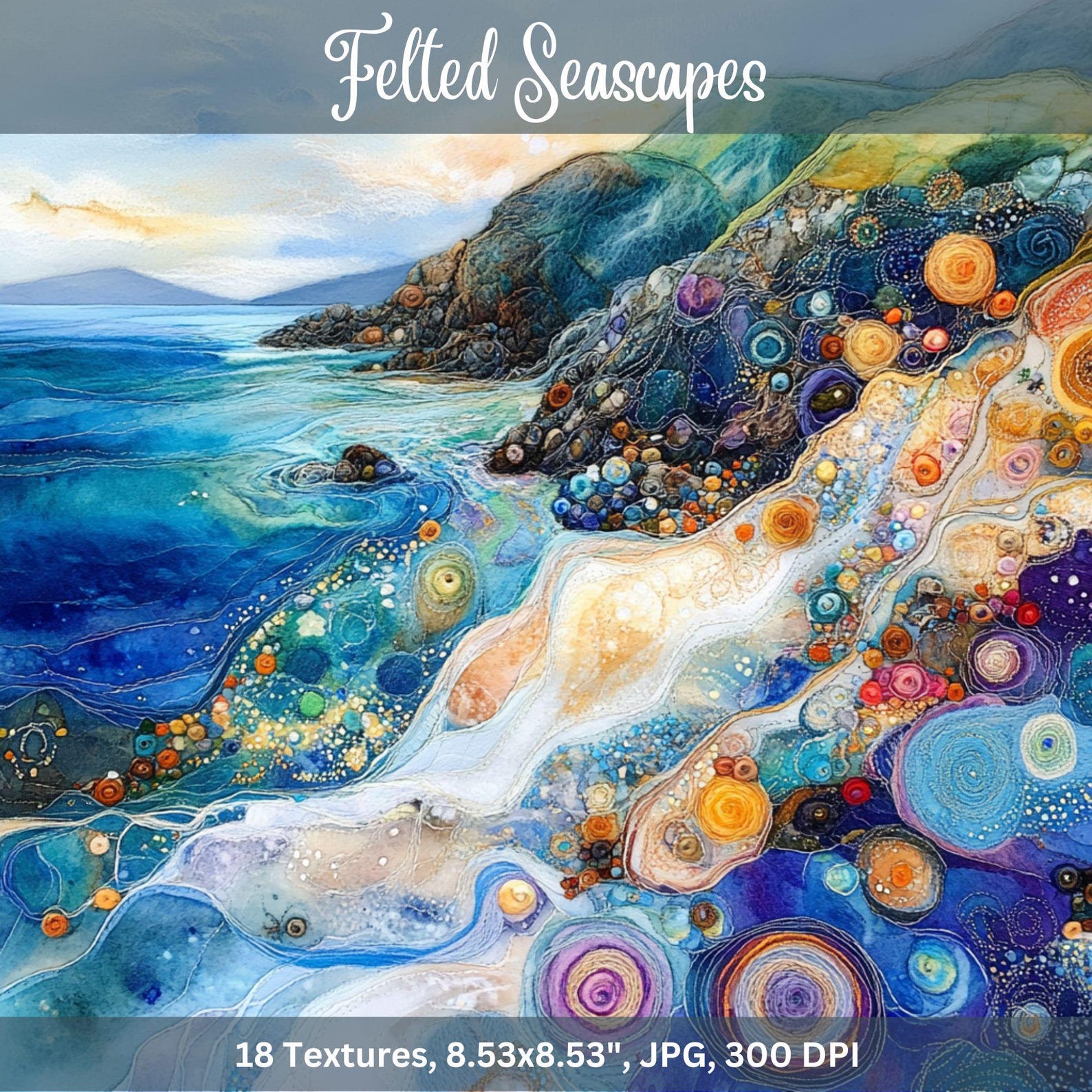 Felted Seascape Background Textures: Digital Art Paper (digital ...