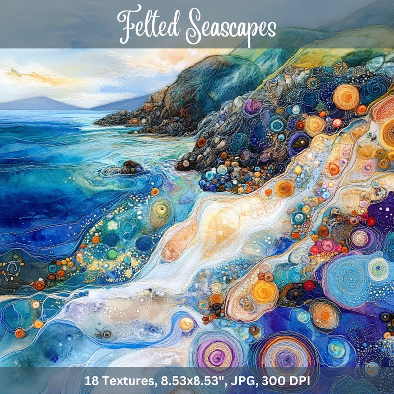 Felted Seascape Background Textures: Digital Art Paper (digital ...