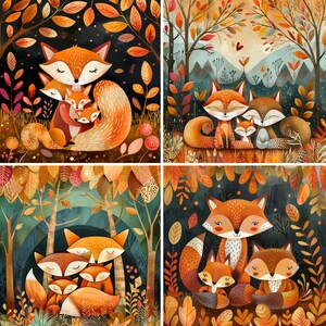 Autumn Fox Family Clip Art Digital Downloads Printable Clip Art Paper ...