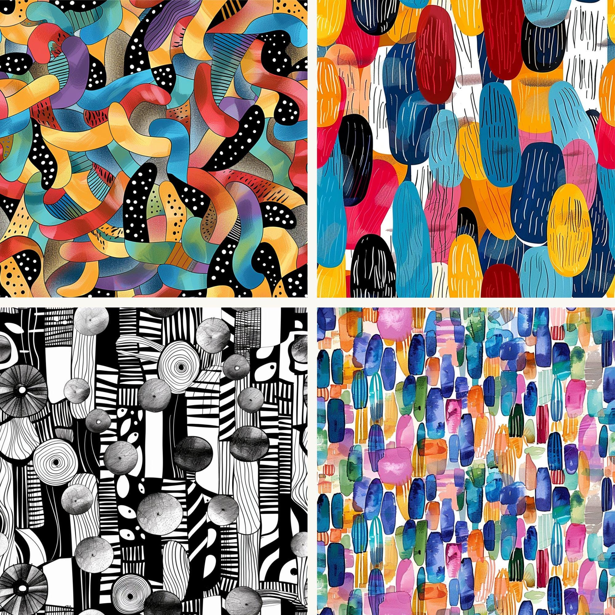 Doodles and Dashes Seamless Patterns Digital Downloads Clip Art Paper ...