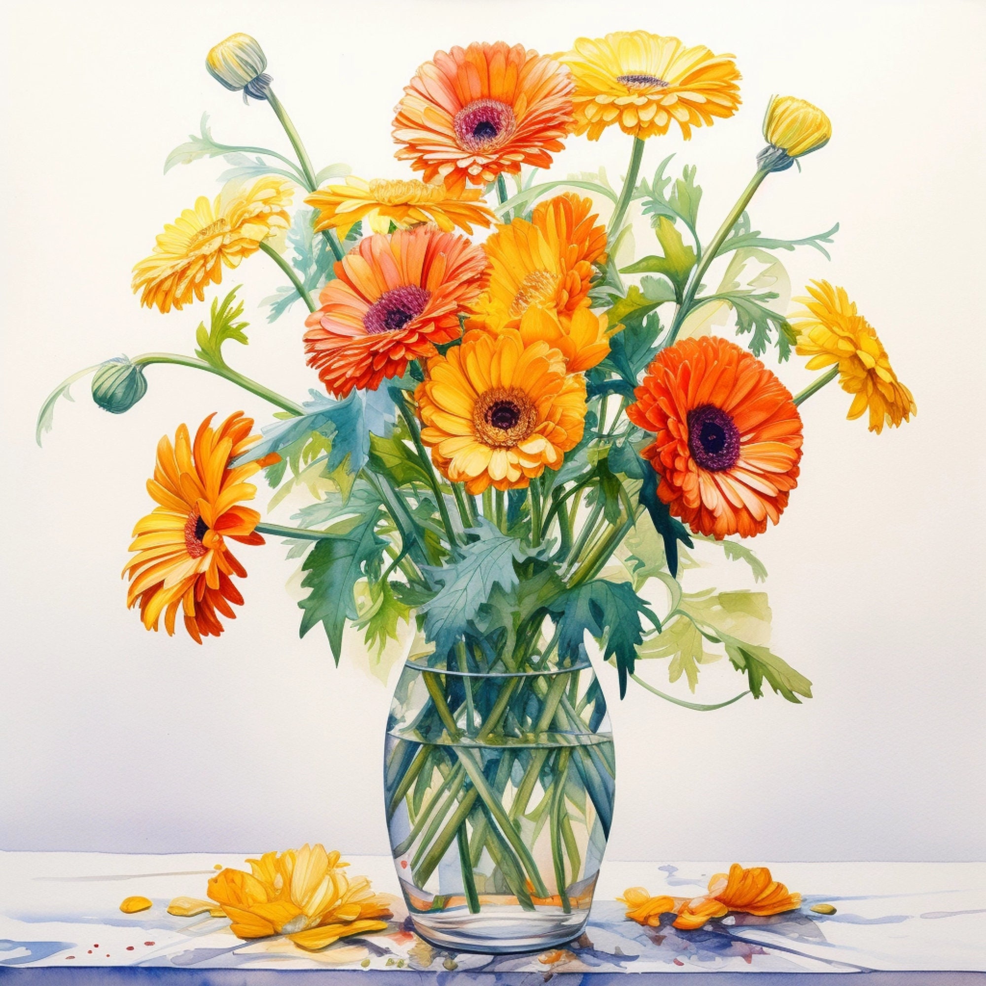 Calendulas in a Vase, Printables, Background Papers, Clipart, Craft ...