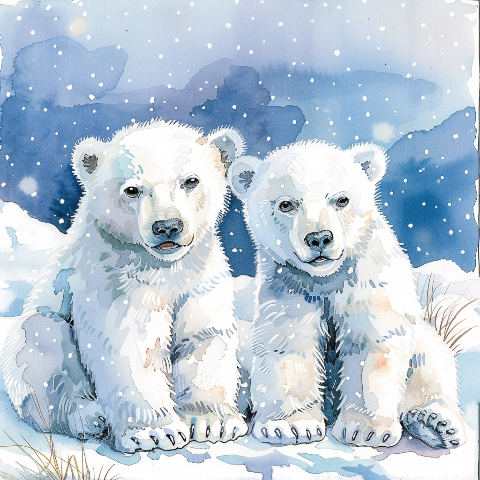 Polar Bear Clip Art, Printables, Digital Downloads, Snow, Polar Bear ...