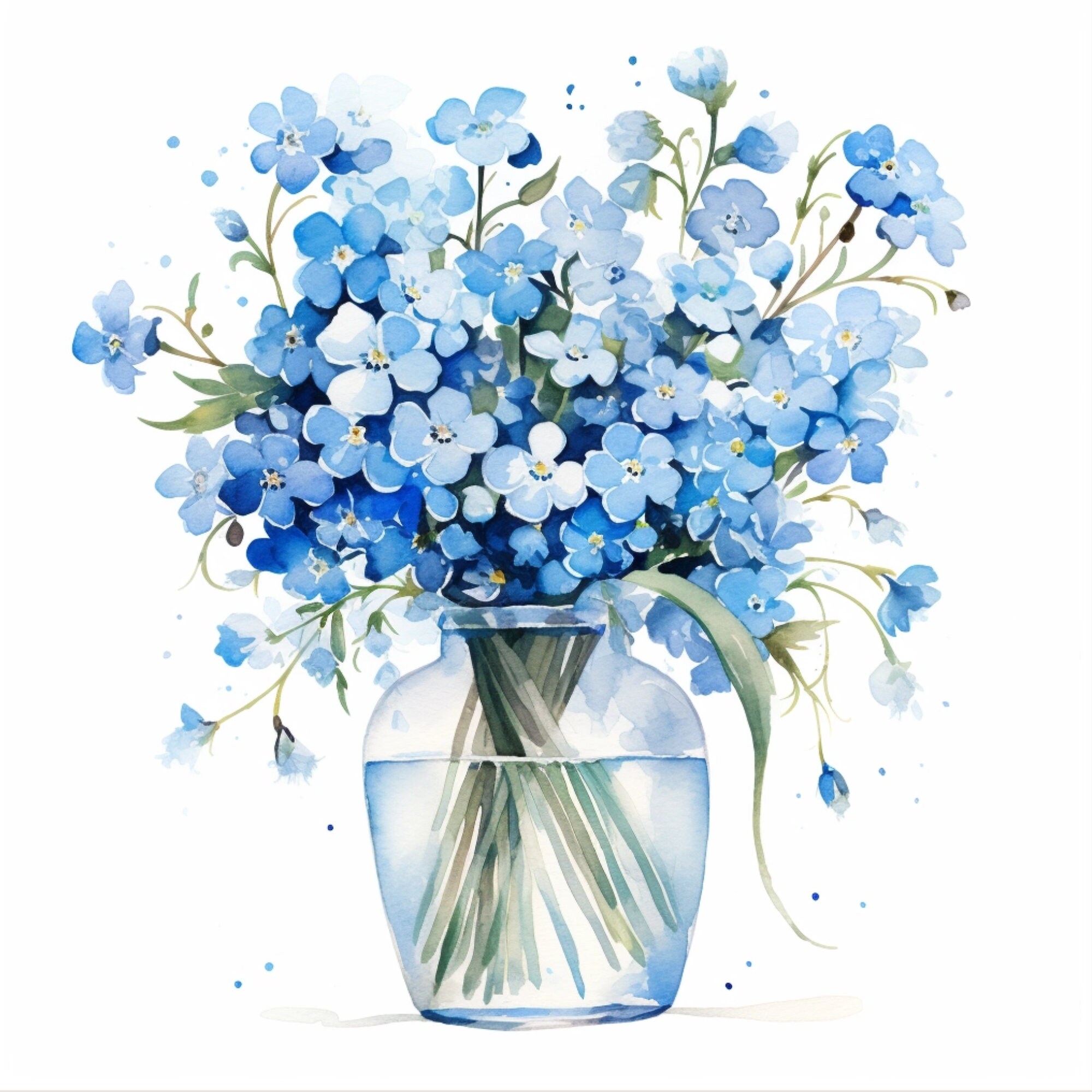 Forget Me Nots in a Vase Floral Printables Background Papers Clip Art ...